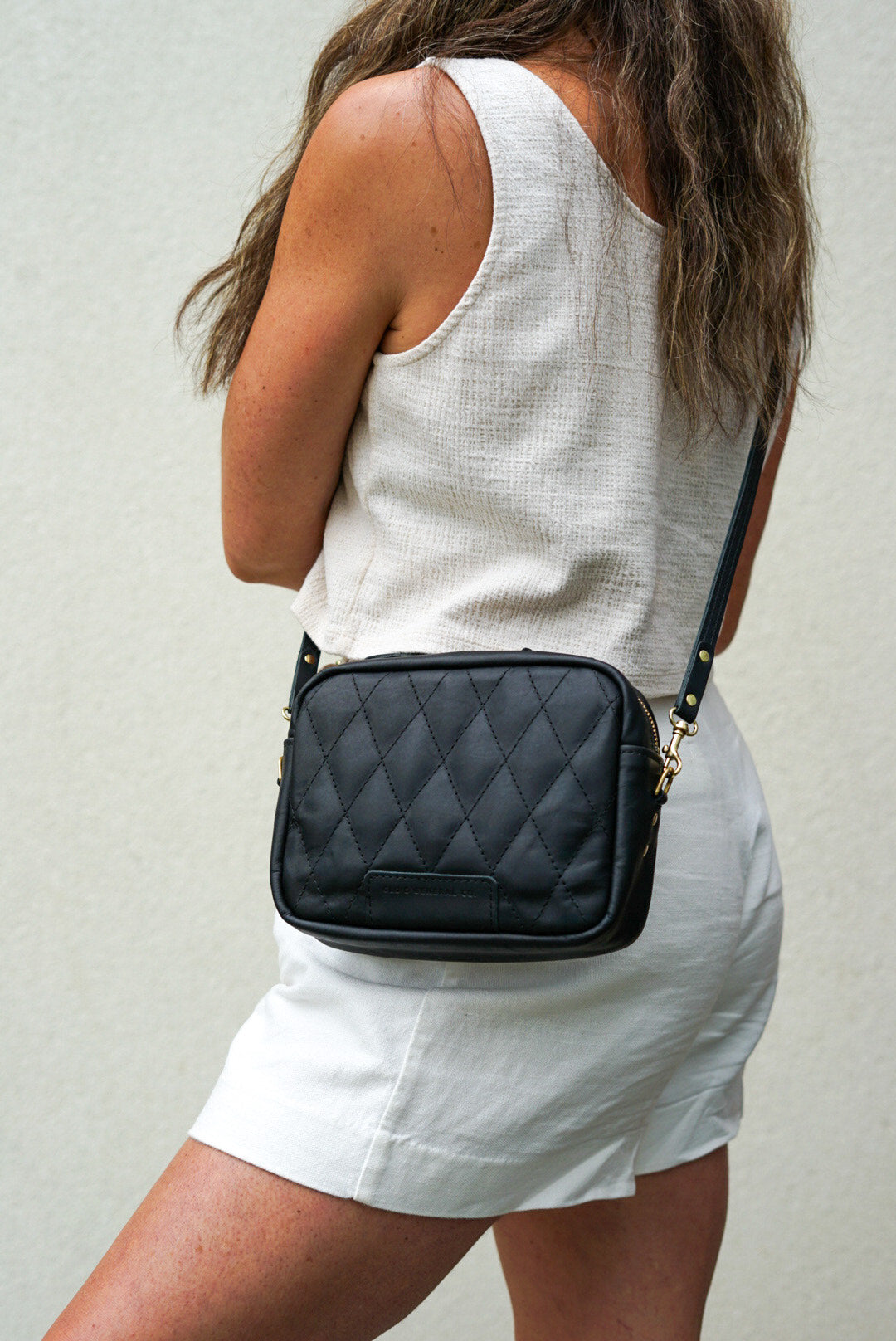 Rectangle Bag (Diamond Stitch: Black) – Clo's General Leather Co.