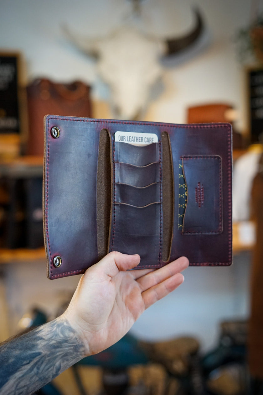 Trifold Long Wallet (Horween Oxblood) – Clo's General Leather Co.